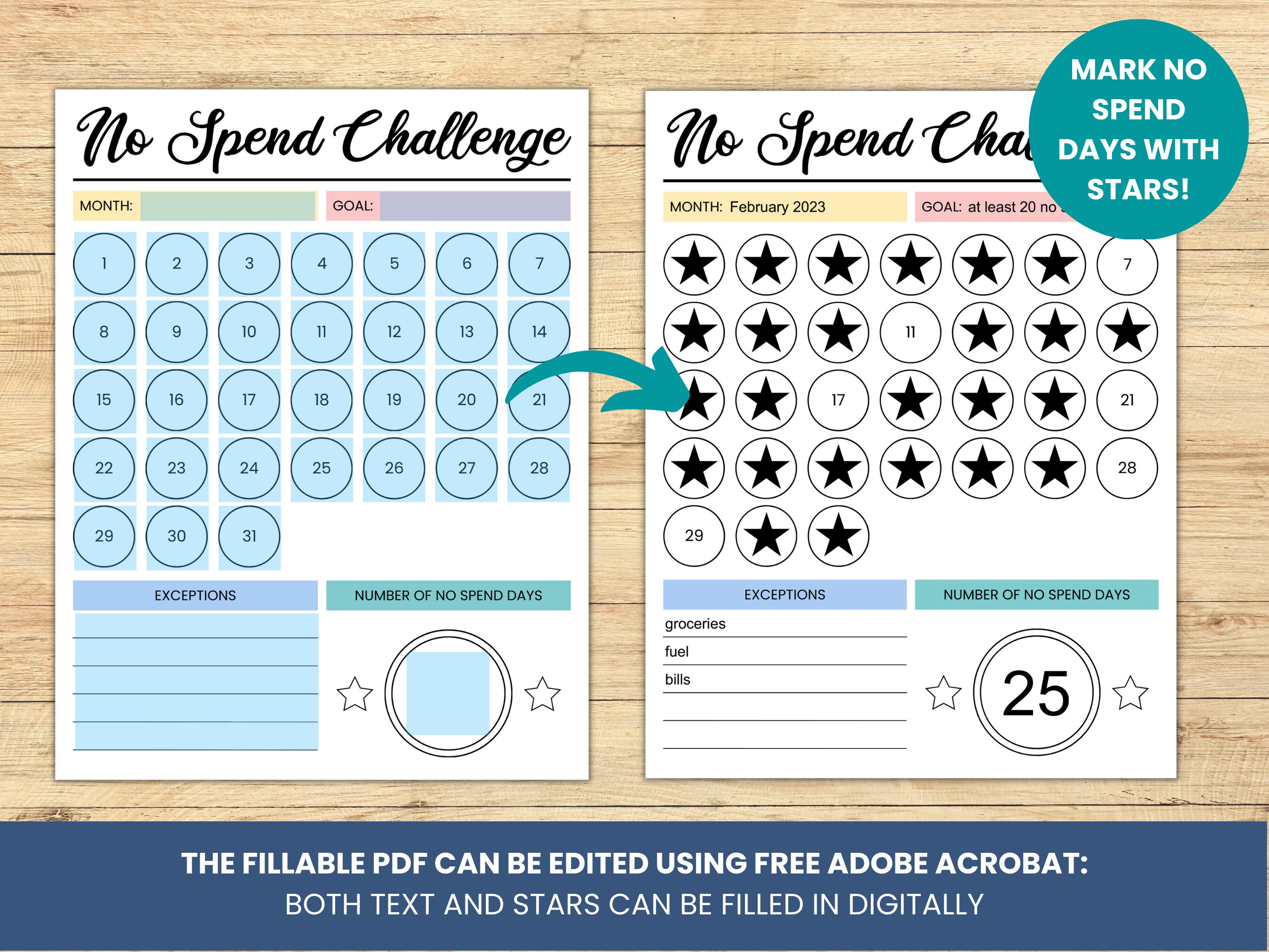 No Spend Challenge Printable: Editable Budget Tracker (PDF) - Etsy