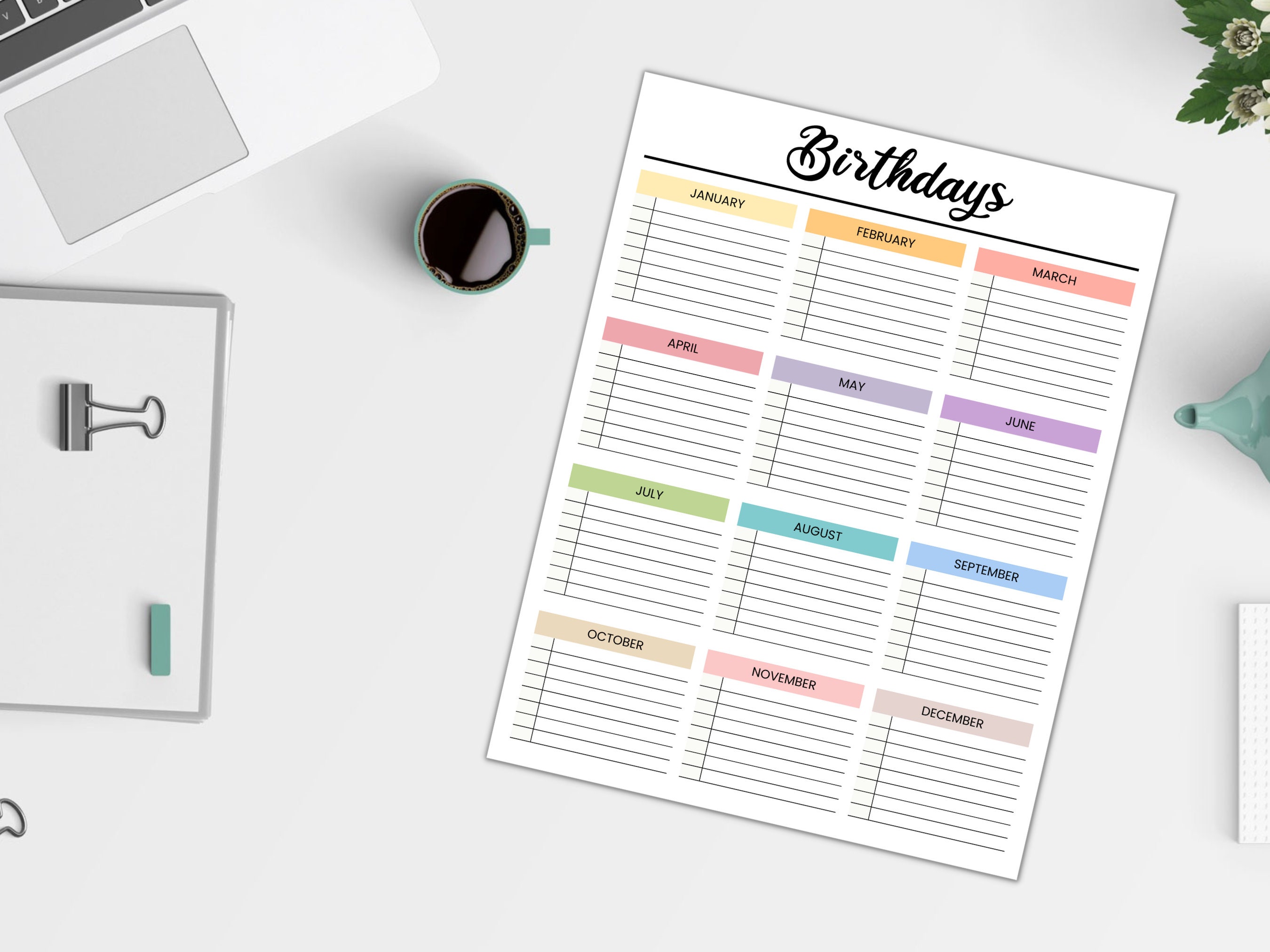 Editable Birthday Tracker Printable Birthday List Birthday - Etsy