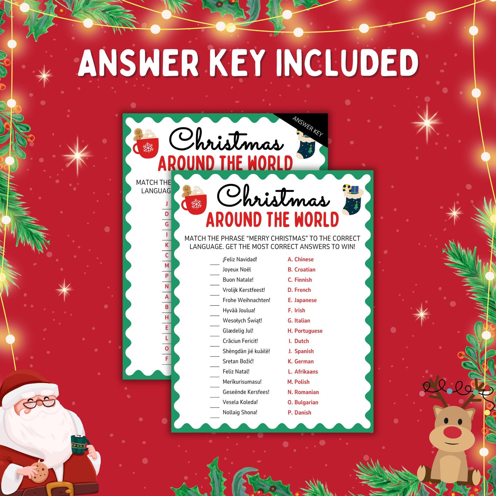 Christmas Around the World Game, Across the World Game, Printable ...