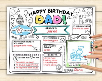 Happy Birthday Dad Coloring Page, Printable All About Dad Fill in ...