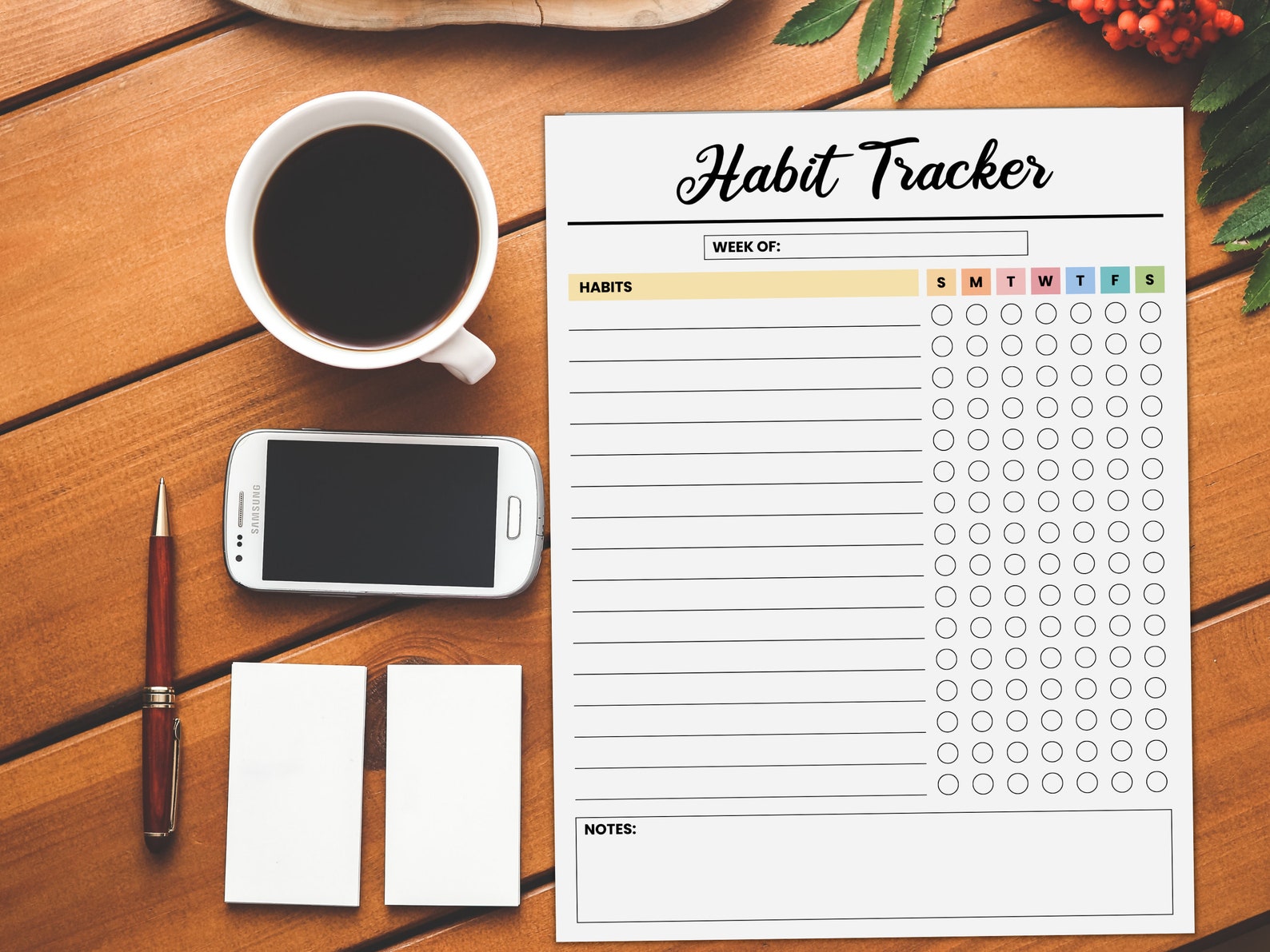 Weekly Habit Tracker Printable: Editable Fillable PDF Template - Etsy