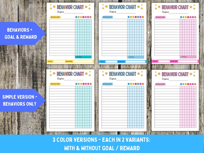 Editable Behavior Chart for Kids Printable Behavior Chart - Etsy