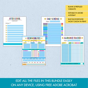 Kids Chore Chart Bundle: Editable Daily & Weekly Planner (digital ...
