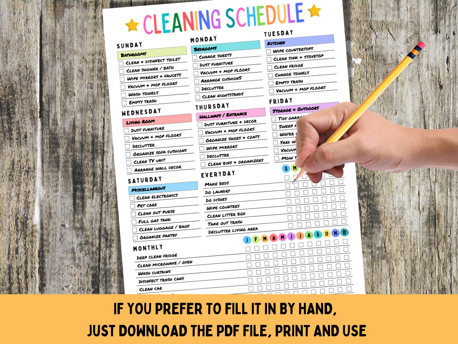 Editable Cleaning Schedule Printable Weekly Cleaning Planner - Etsy