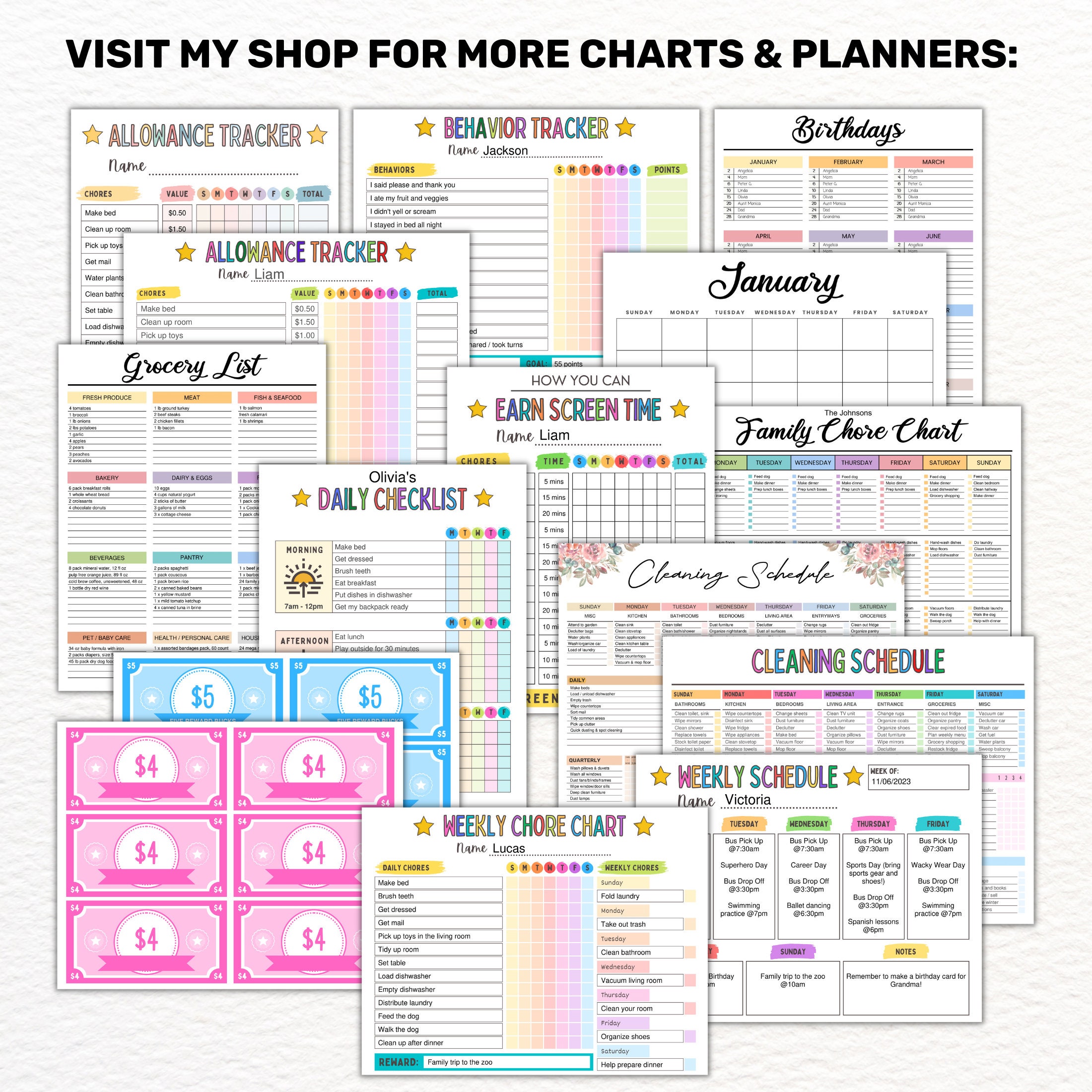 Printable Kids Chore Chart: Editable Responsibility Chart (digital PDF ...