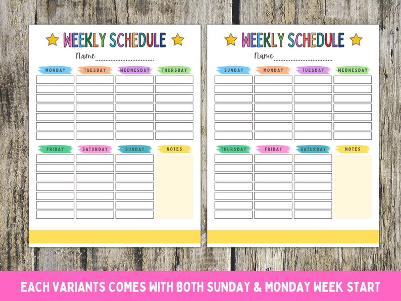 Editable Weekly Schedule for Kids, Printable Homeschool Weekly Schedule ...