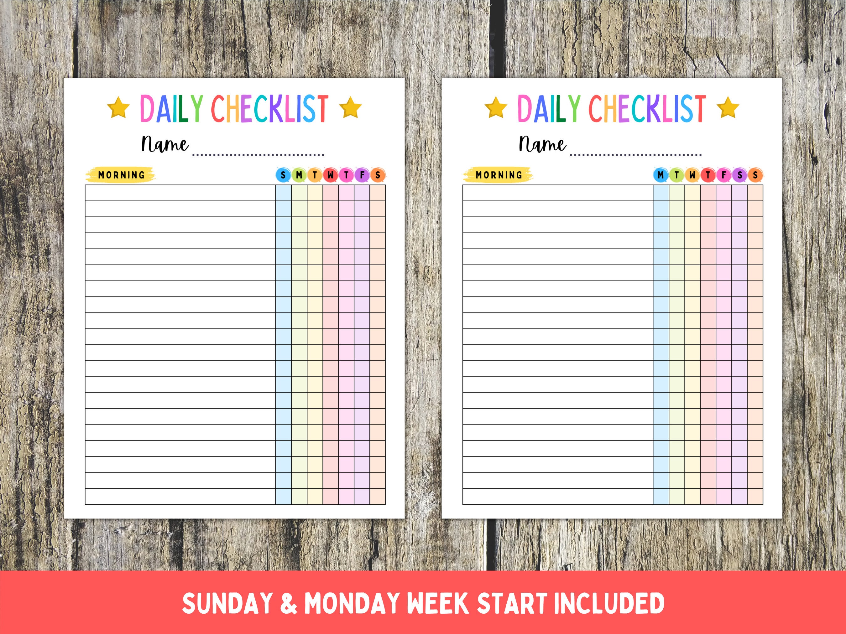 Printable Kids Checklists Daily, Weekend, Holiday, Schoolday Checklist ...