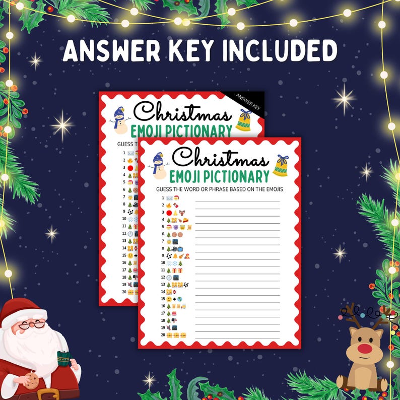 Christmas Emoji Pictionary Game, Printable Holiday Activity (instant ...