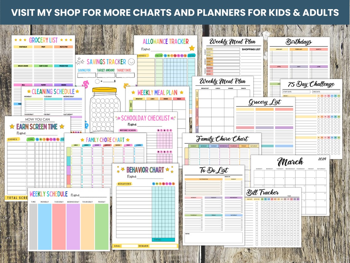 Chore Chart for Kids, Editable Weekly Chore Chart, Printable Chore ...