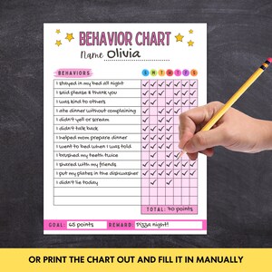 Editable Behavior Chart for Kids, Printable Behavior Chart, Toddler ...