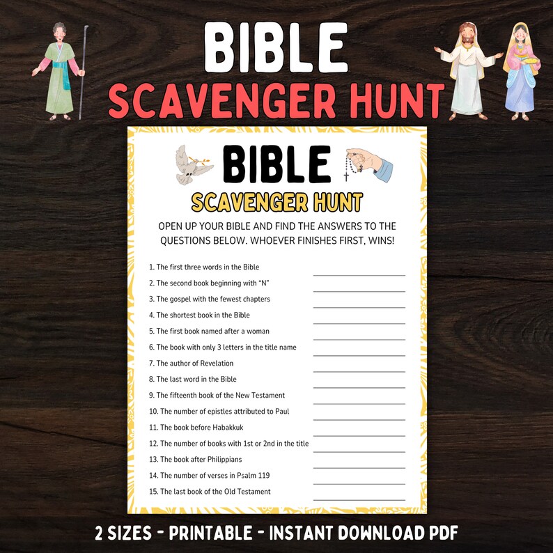 Printable Bible Scavenger Hunt Game for Church Youth (PDF) - Etsy