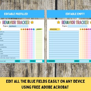 Kids Behavior Chart: Editable Reward Tracker (digital PDF) - Etsy