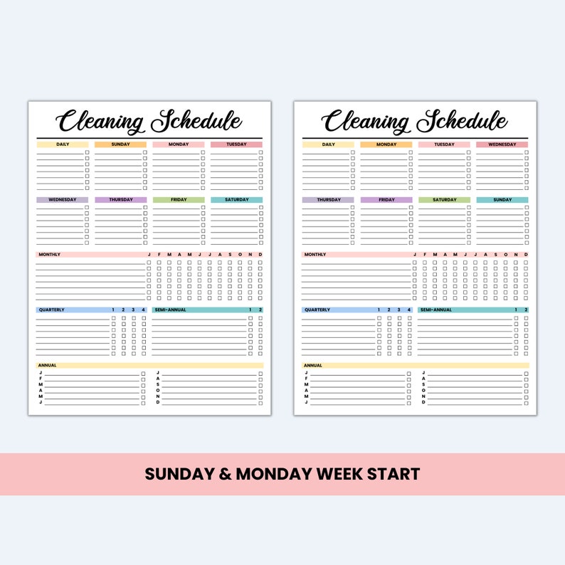 Editable Cleaning Schedule, Printable Cleaning Checklist, Daily Weekly ...