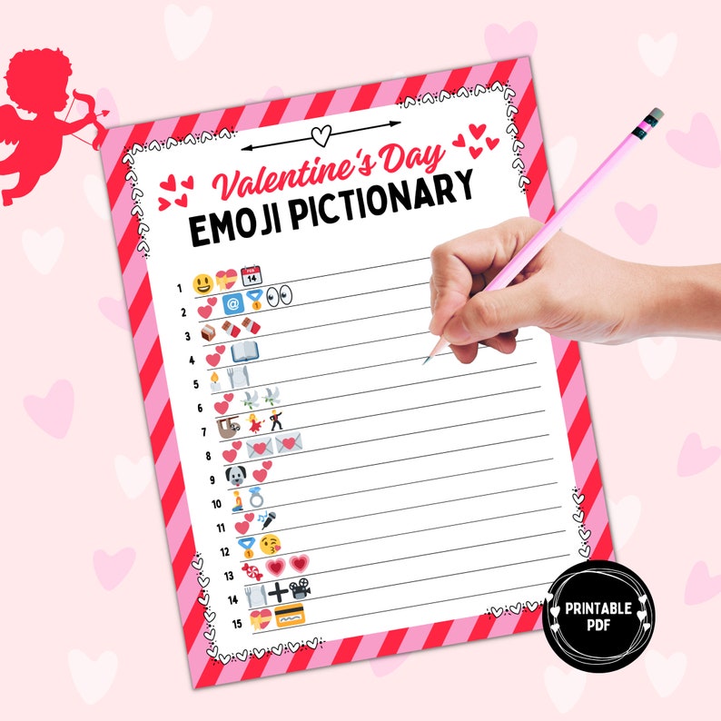 Valentines Emoji Game, Printable Valentines Day Emoji Game, Emoji ...