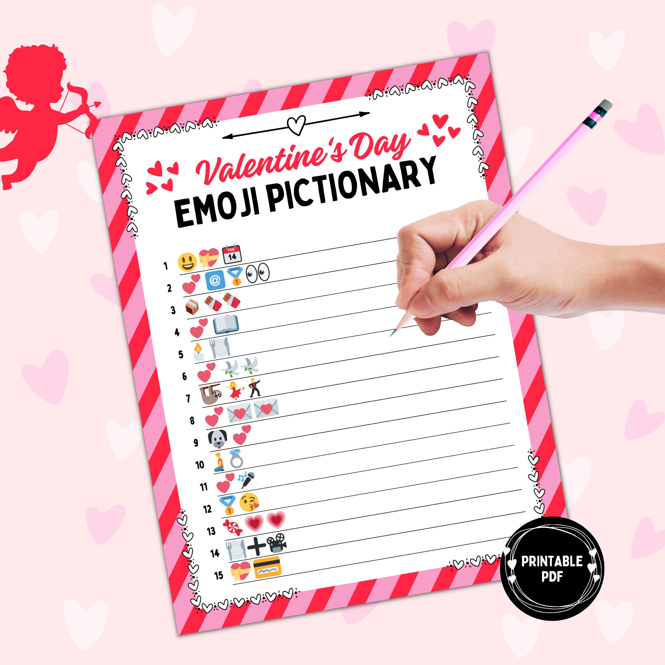 Valentines Emoji Game, Printable Valentines Day Emoji Game, Emoji ...