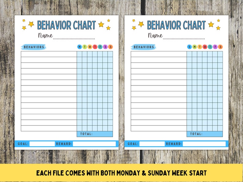 Editable Behavior Chart for Kids Printable Behavior Chart - Etsy