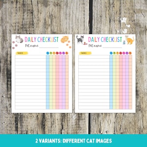 Daily Cat Care Checklist, Printable Pet Care Tracker, Editable Pet Care ...