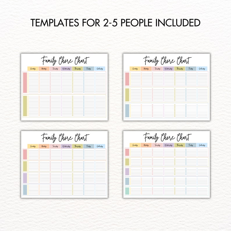 Editable Family Chore Chart, Printable Weekly Chore List, Kids, Adults ...