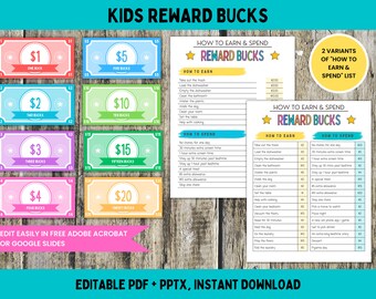 Editable Kids Reward Money Motivational Behavior System - Etsy
