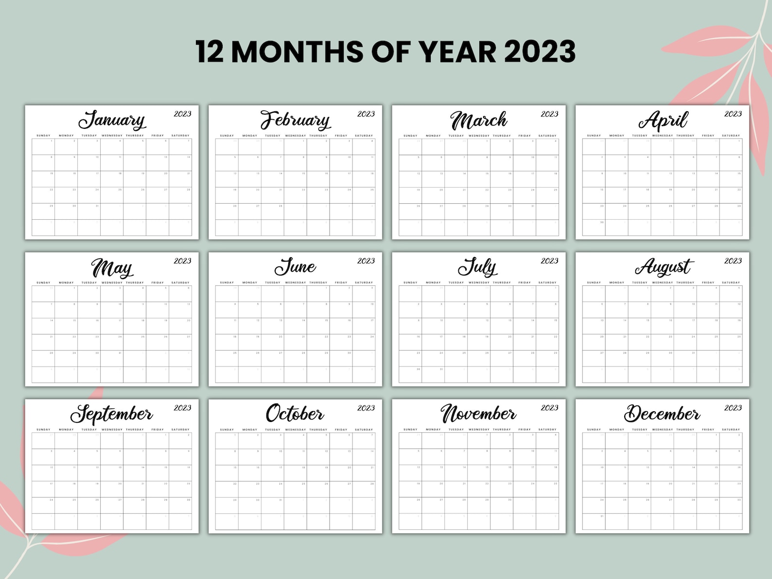 Editable 2023 Calendar, 2024 Calendar, 2024 Monthly Planner, Printable ...