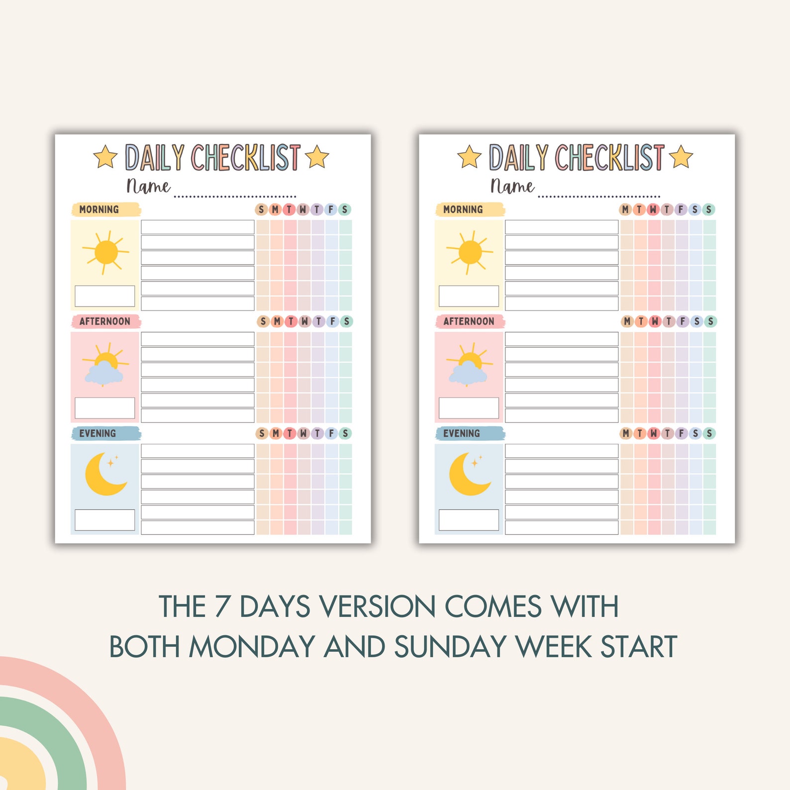Editable Kids Daily Checklist: Boho Pastel Chore Chart (PDF) - Etsy