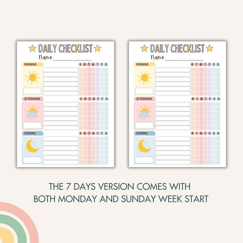 Editable Kids Daily Checklist: Boho Pastel Chore Chart (PDF) - Etsy