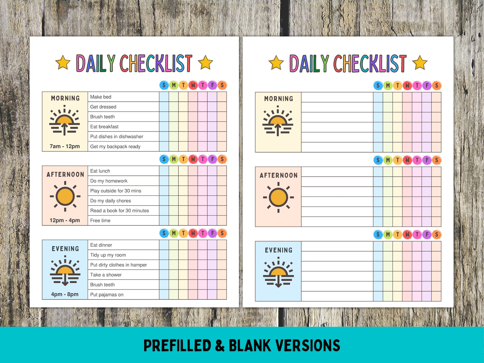 Printable Daily Checklist for Kids, Editable Kids to Do List ...