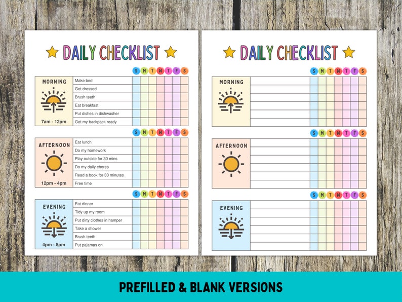 Printable Daily Checklist for Kids, Editable Kids to Do List ...