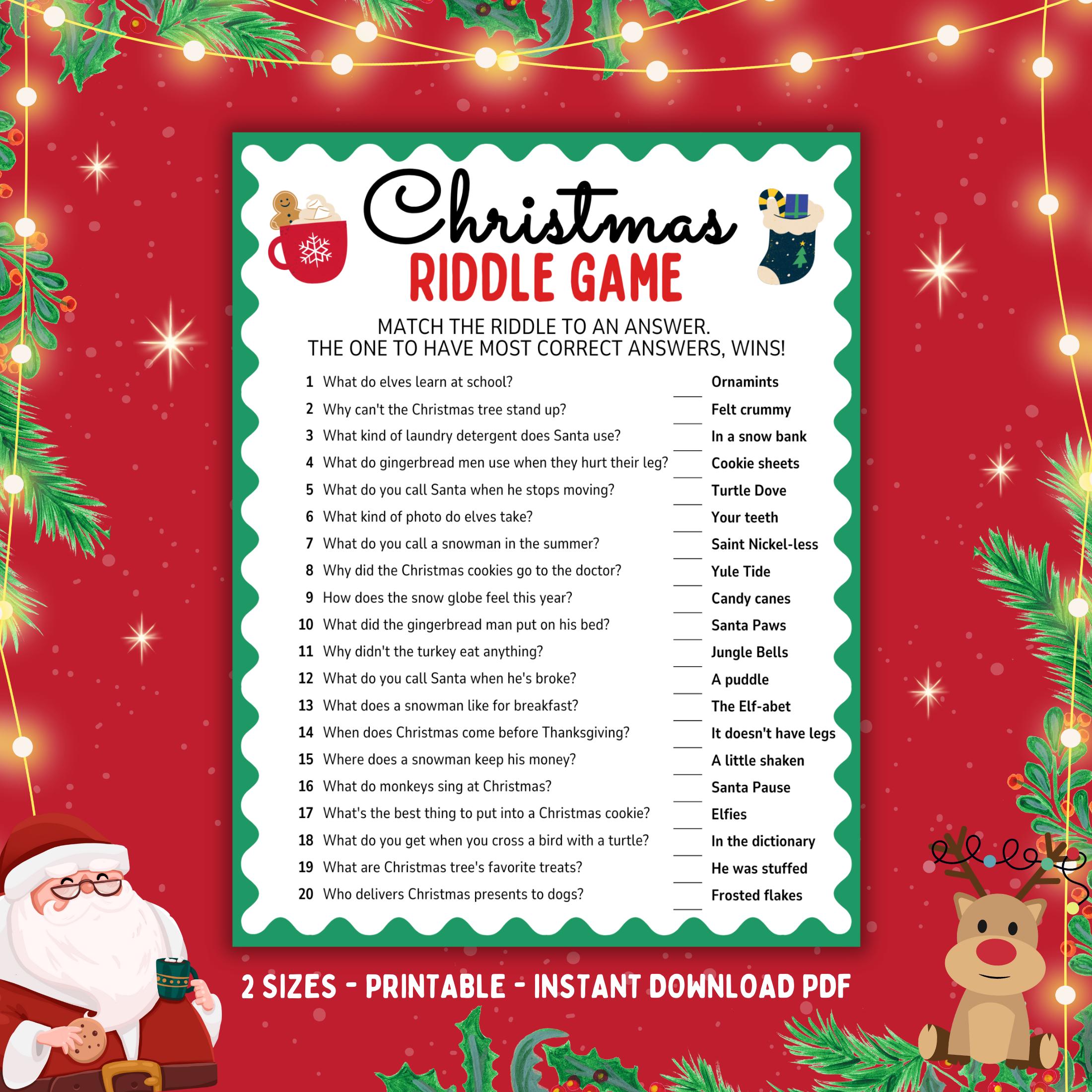 Christmas Riddle Game, Christmas Printable Game, Christmas Game for ...