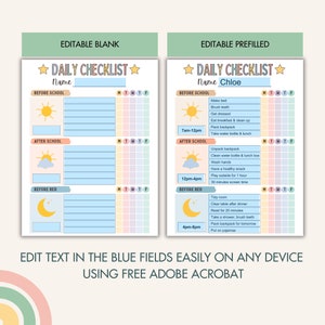 Editable Kids Daily Checklist: Boho Pastel Chore Chart (PDF) - Etsy