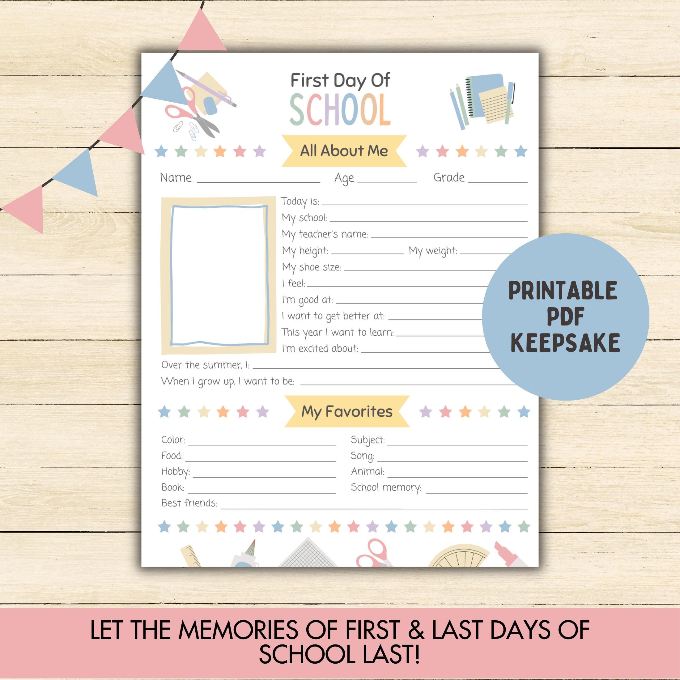 First & Last Day of School Interview: Keepsake Memory (PDF) - Etsy