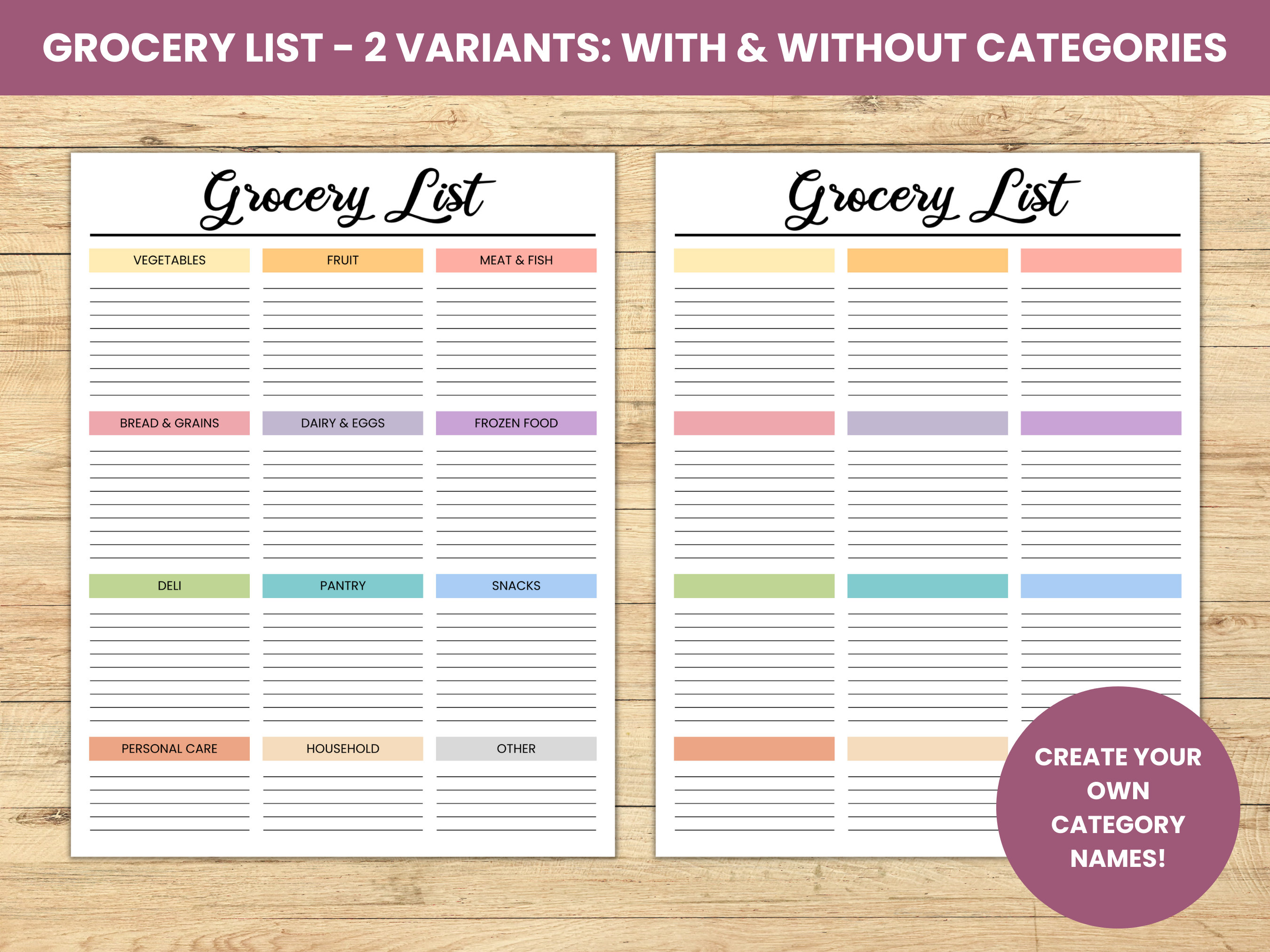 Editable Weekly Meal Planner, Grocery List, Printable Weekly Menu ...