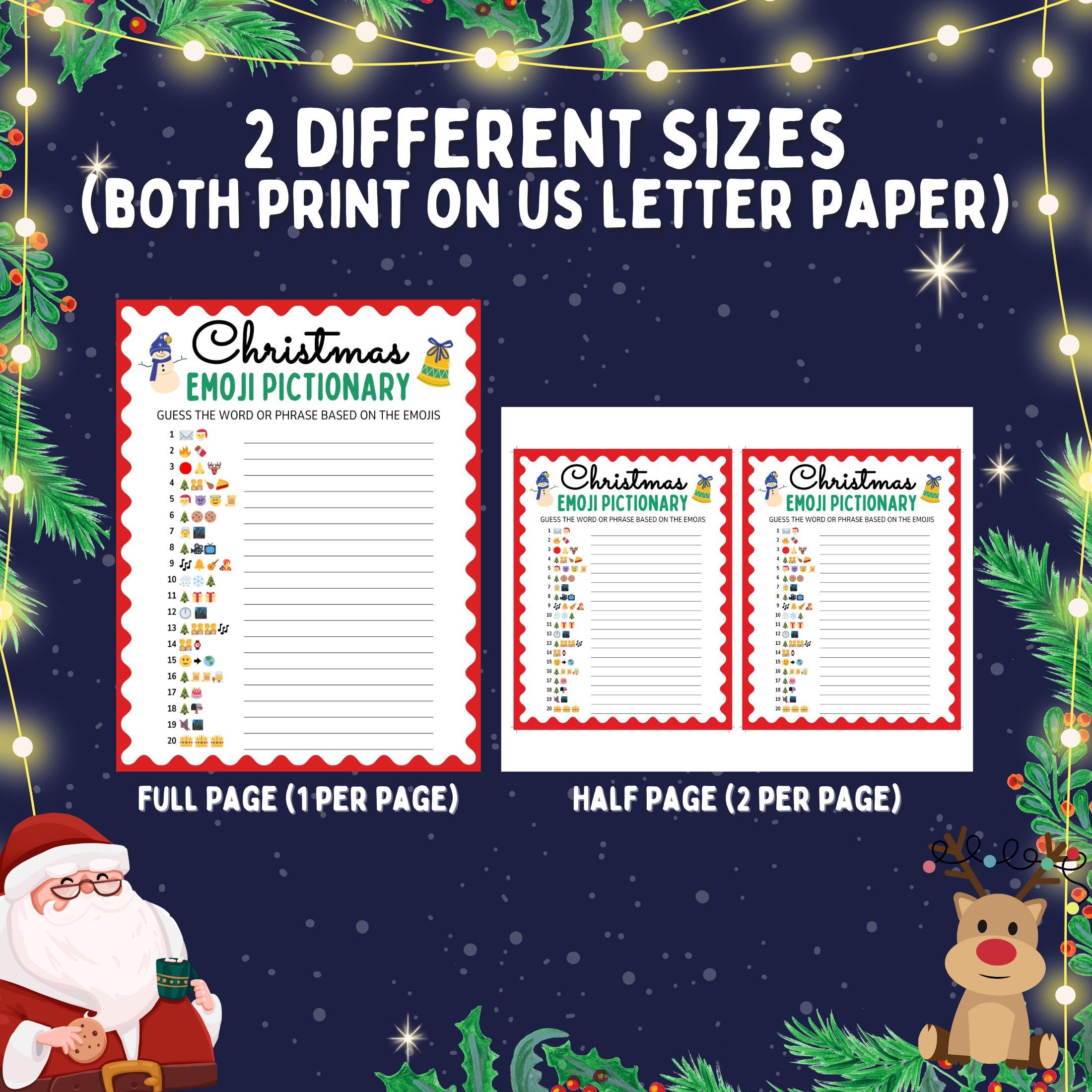 Christmas Emoji Pictionary, Printable Christmas Party Games, Holiday ...