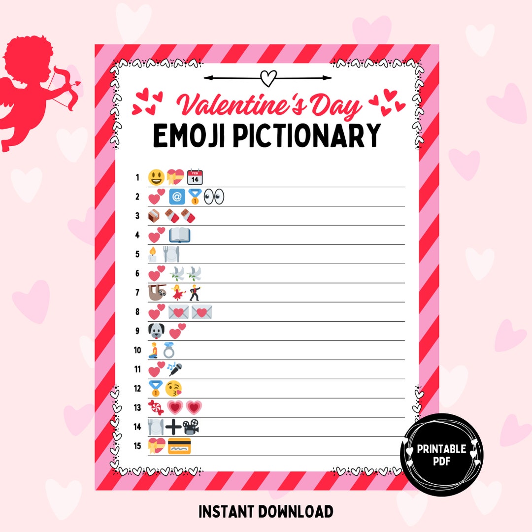 Valentines Emoji Game, Printable Valentines Day Emoji Game, Emoji ...