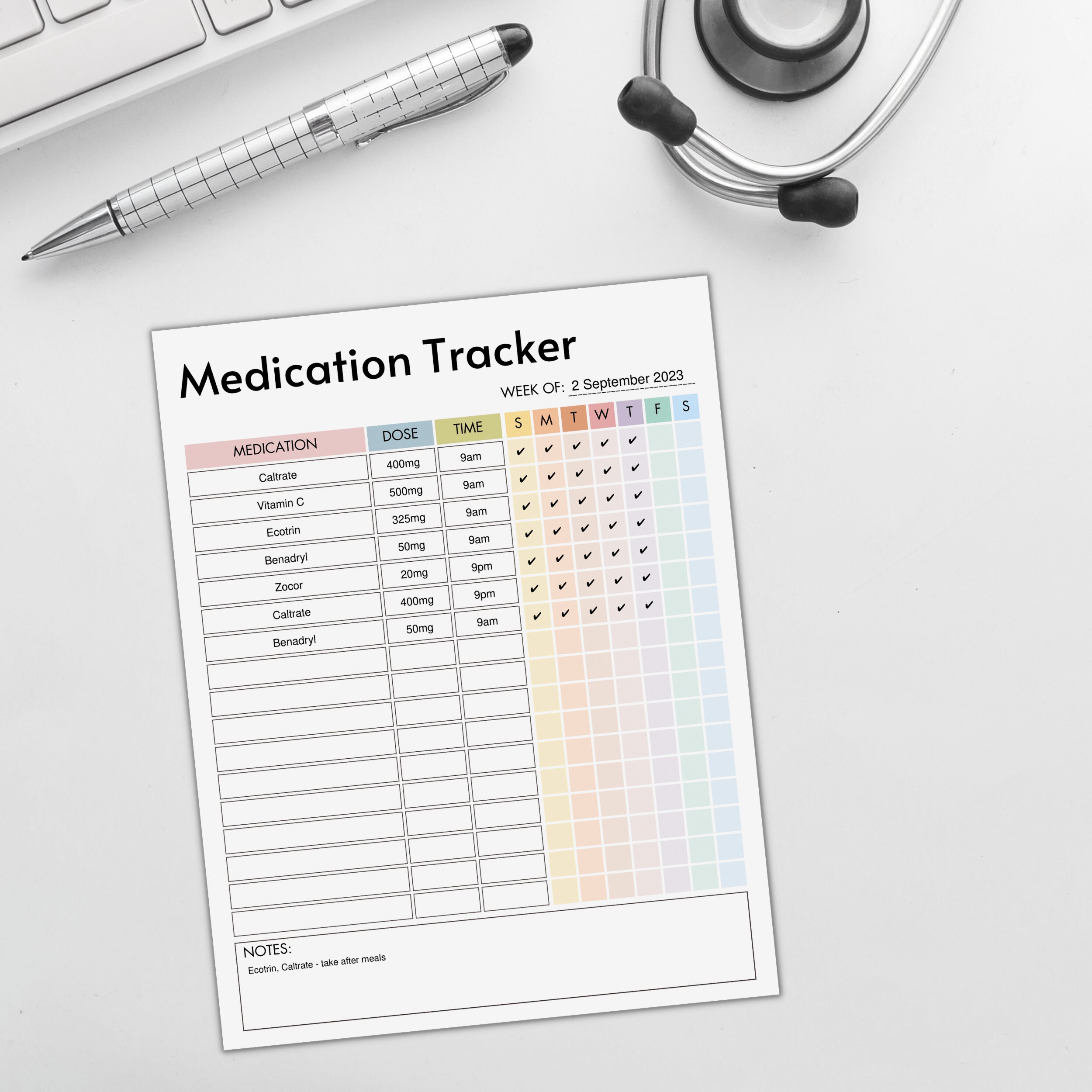 Printable Medication Tracker, Editable Medication Log, Medicine Intake ...