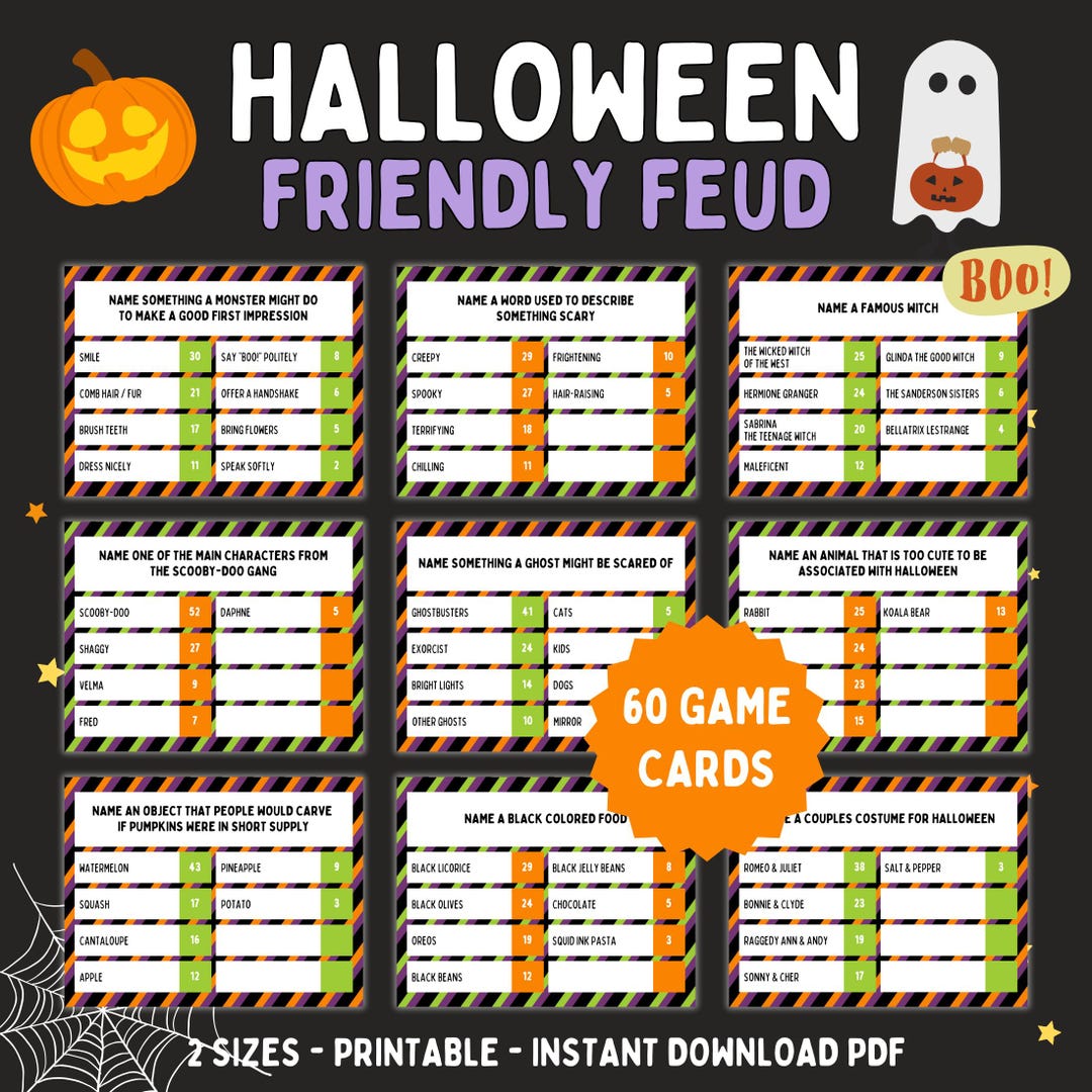 Halloween Friendly Feud, Printable Halloween Game, Halloween Activity ...