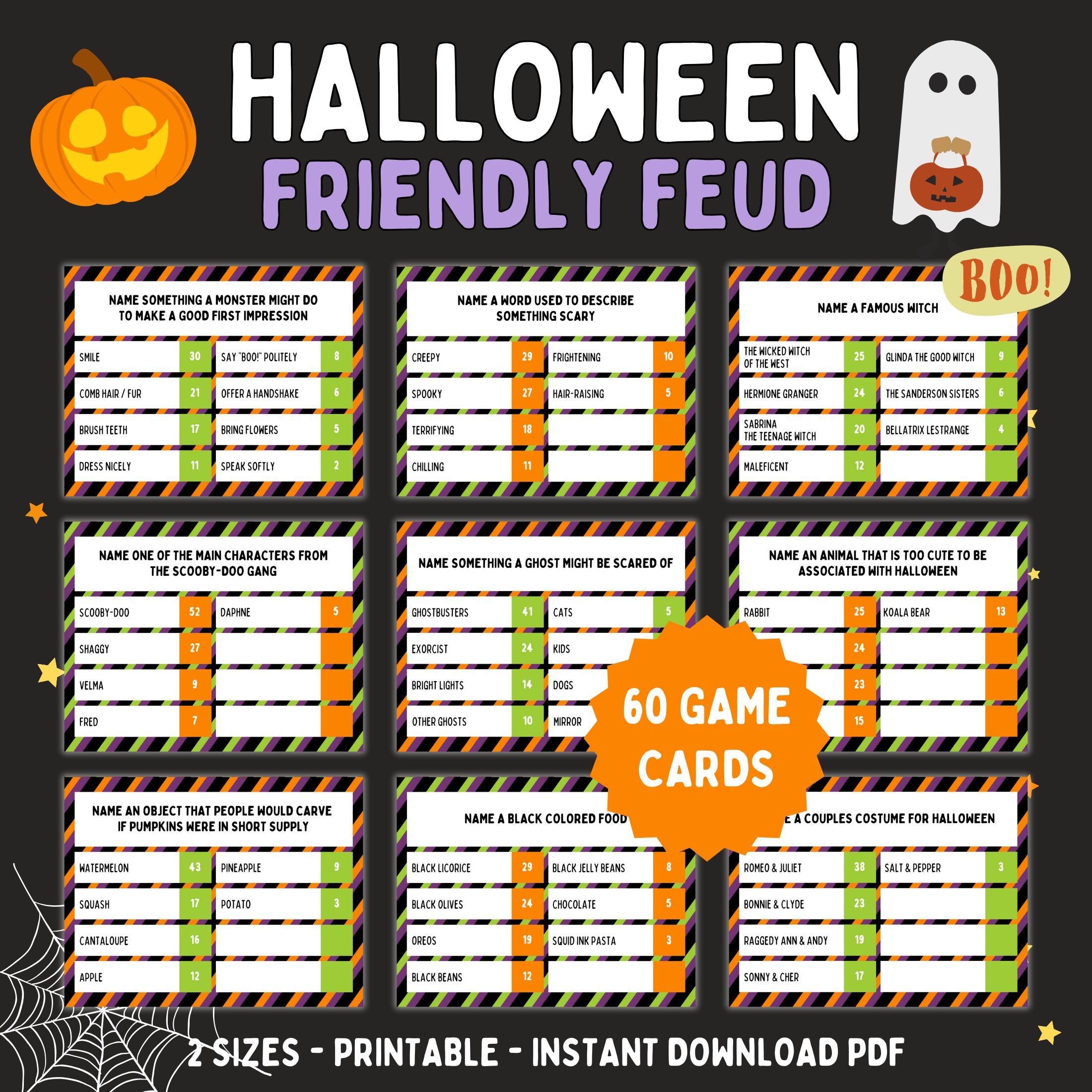 Halloween Friendly Feud, Printable Halloween Game, Halloween Activity ...