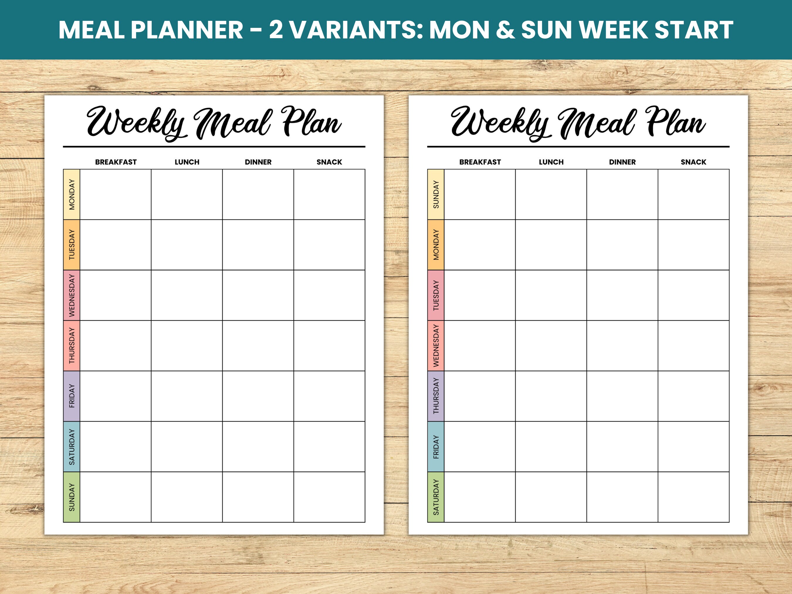 Editable Weekly Meal Planner, Grocery List, Printable Weekly Menu ...