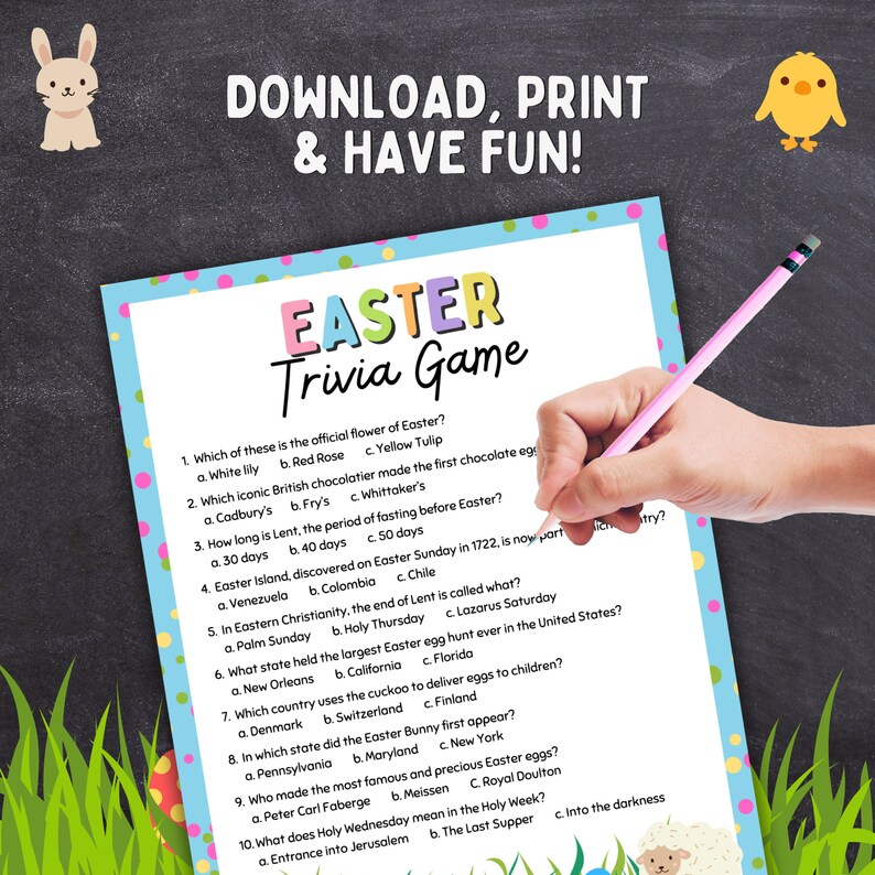 Easter Trivia Game, Printable Easter Game, Easter Activity for Kids ...