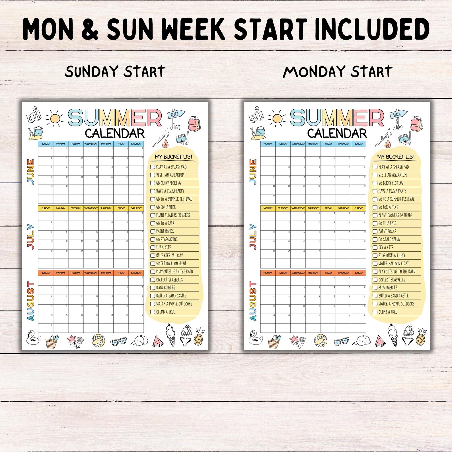 Editable Summer 2025 Calendar Poster | Summer Wall Calendar | Summer ...