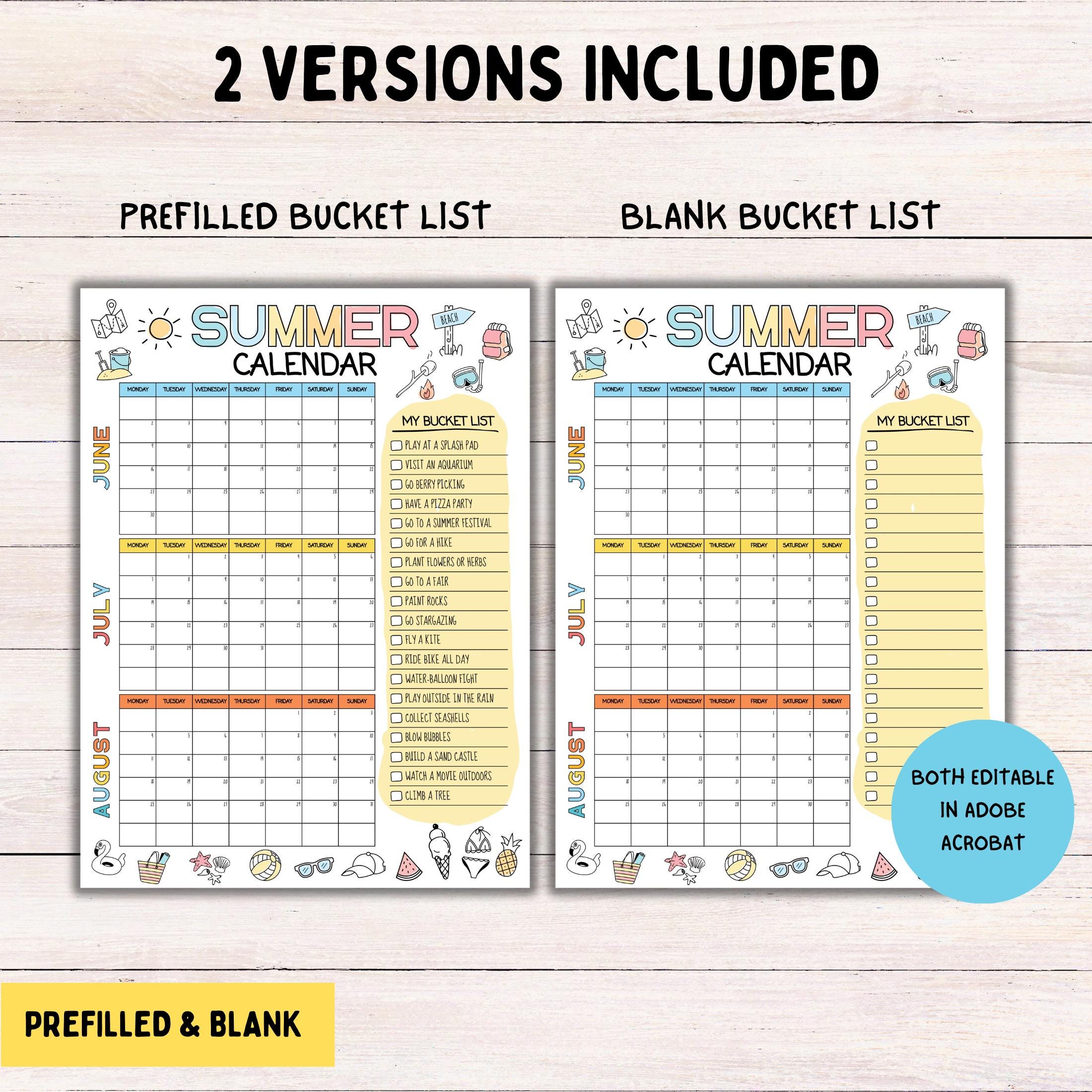 Editable Summer 2025 Calendar Poster | Summer Wall Calendar | Summer ...