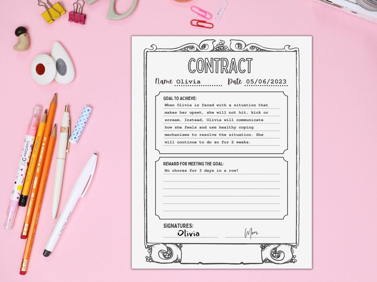 Printable Behavior Contract: Editable Parent-kids Agreement (PDF) - Etsy
