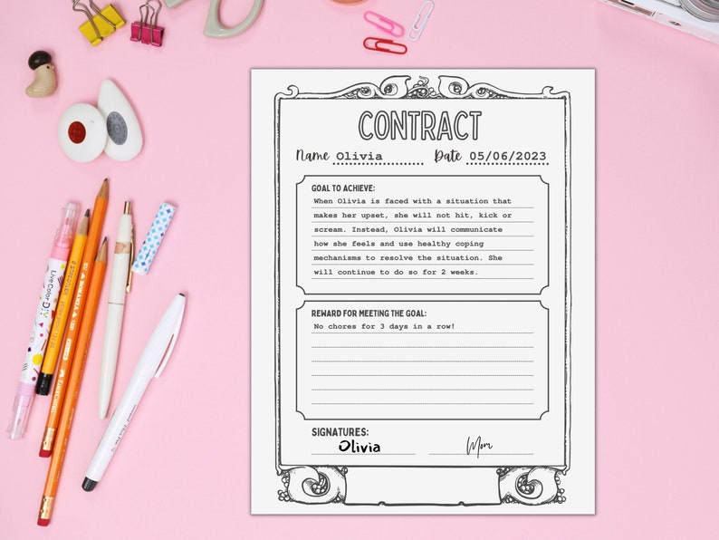 Printable Behavior Contract: Editable Parent-kids Agreement (PDF) - Etsy
