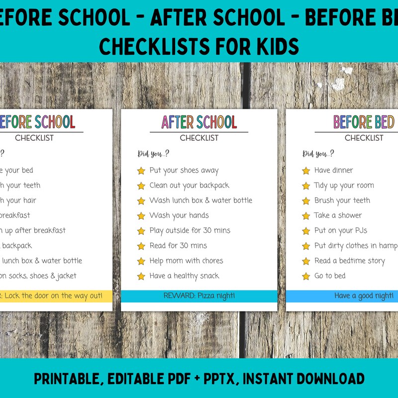 School Day Checklist - Etsy