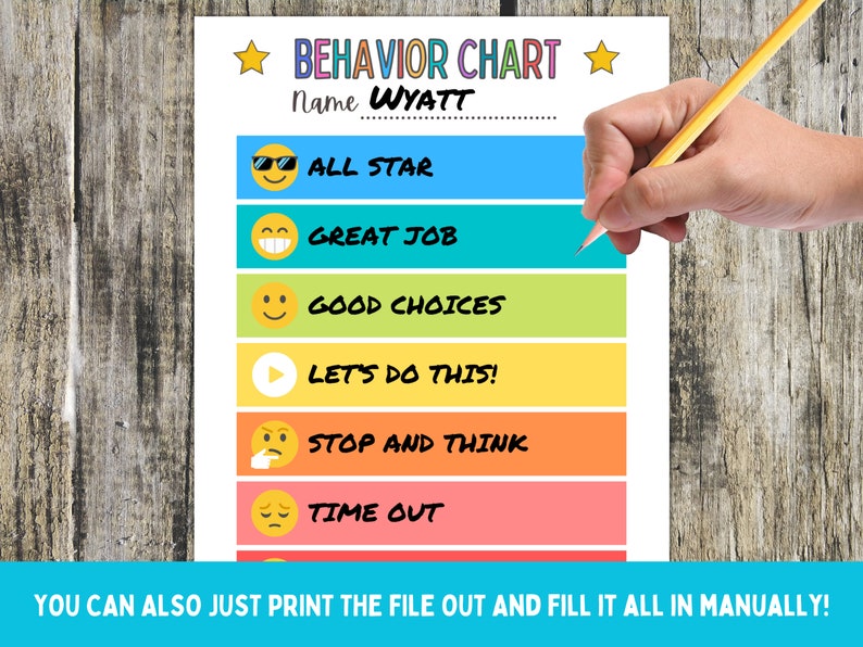 Printable Behavior Chart for Kids: Colorful Classroom Management (PDF ...