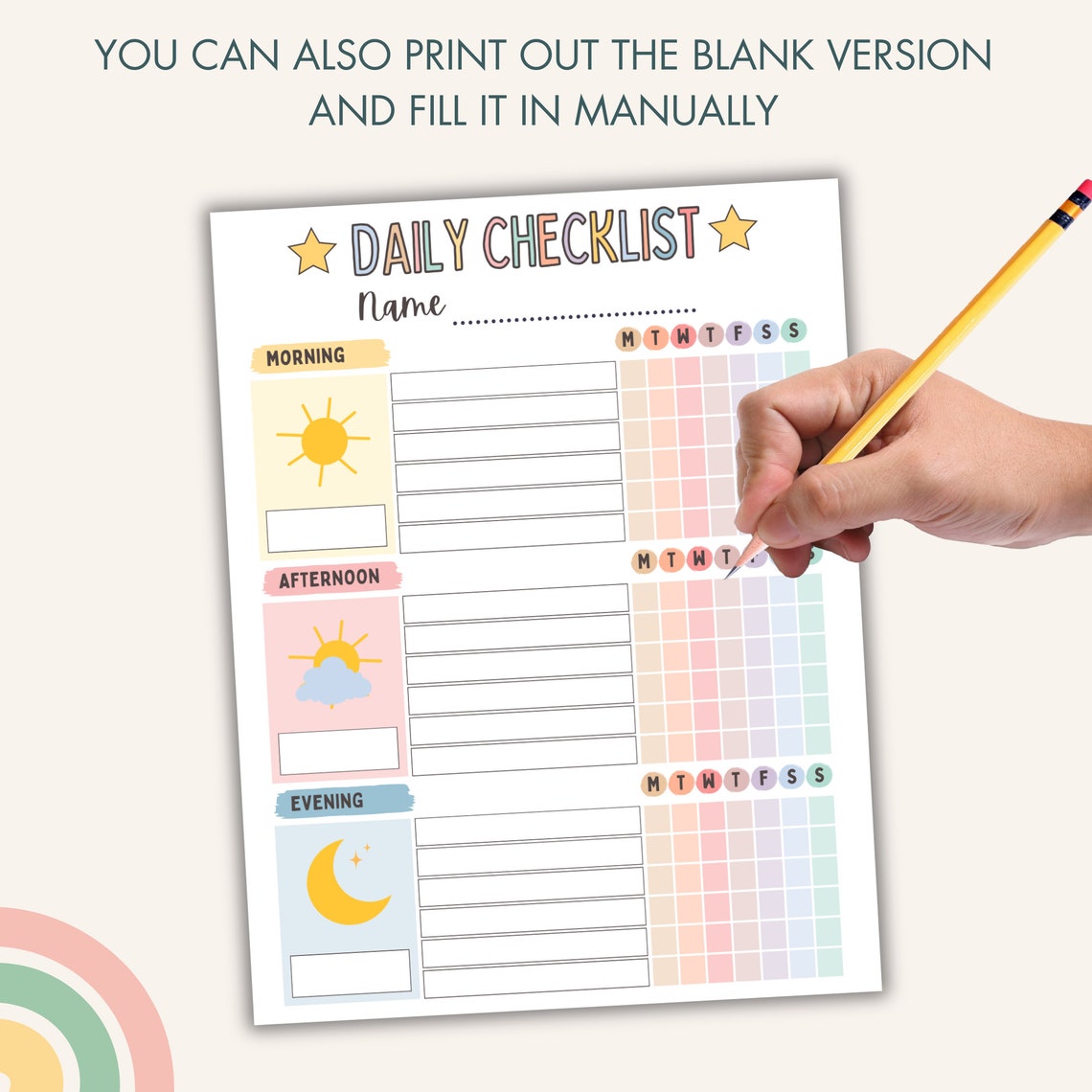 Editable Kids Daily Checklist: Boho Pastel Chore Chart (PDF) - Etsy
