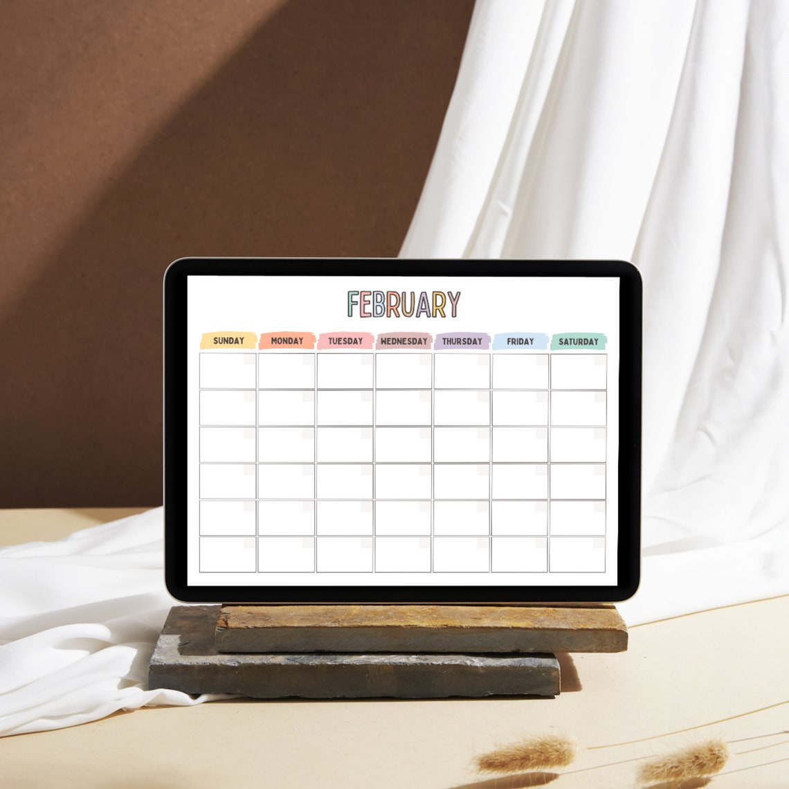 Editable Undated Monthly Calendar Template, Monday & Sunday Start ...