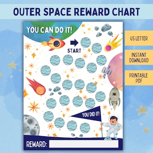 Outer Space Printable Reward Chart, Space Sticker Chart, Toddler Reward ...