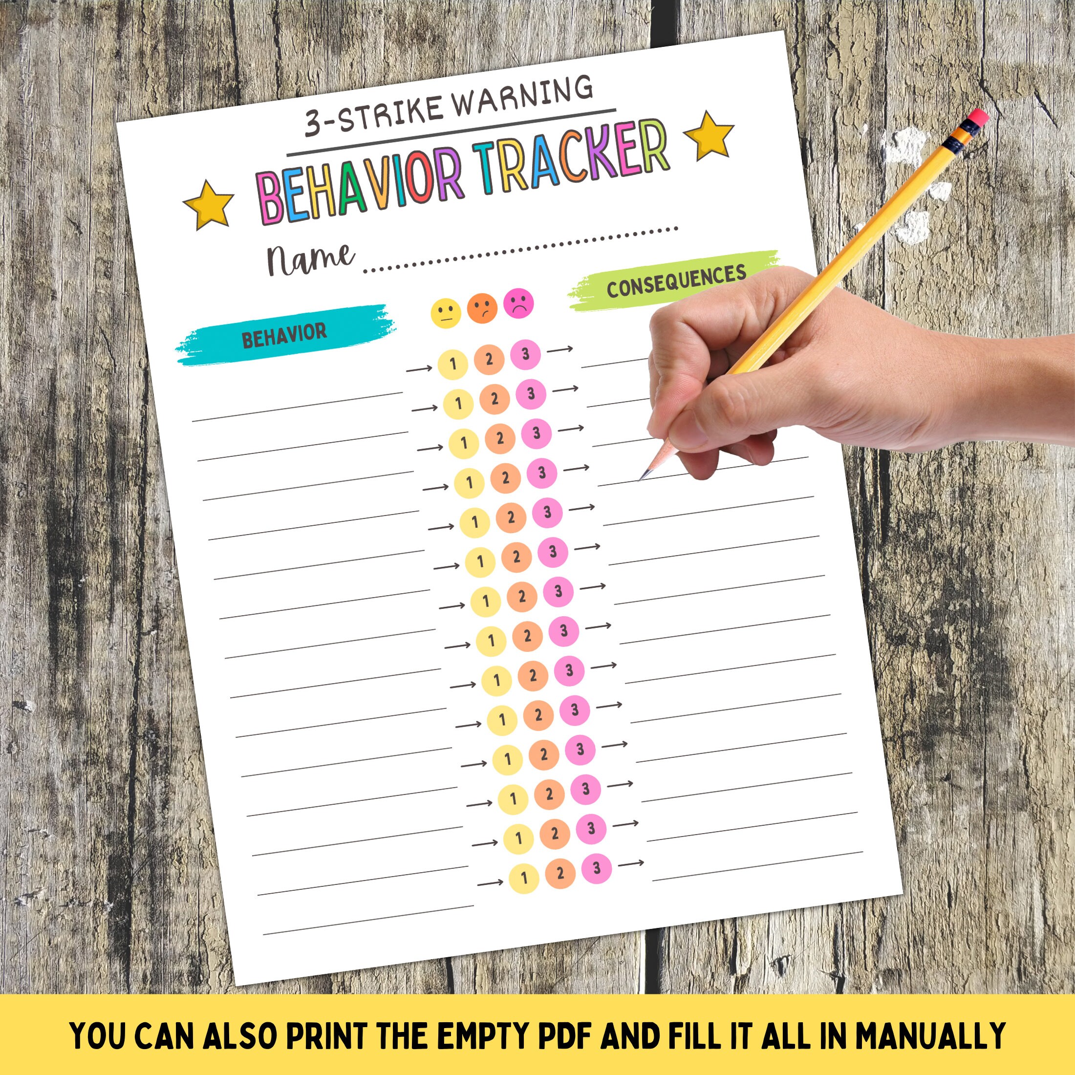 3 Strikes Warning Behavior Chart, Consequence Chart, Editable Kids ...
