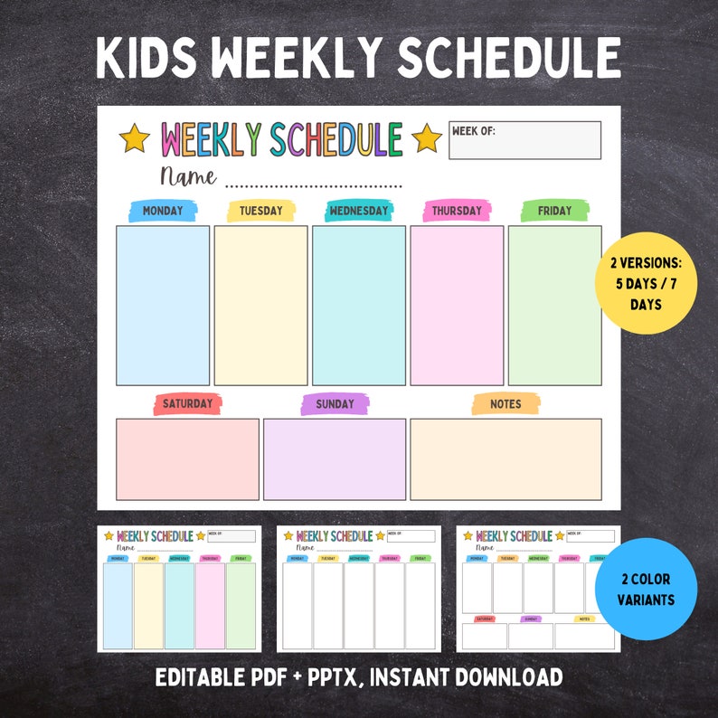 Kids Weekly Planner: Colorful Homeschool Schedule (editable PDF) - Etsy